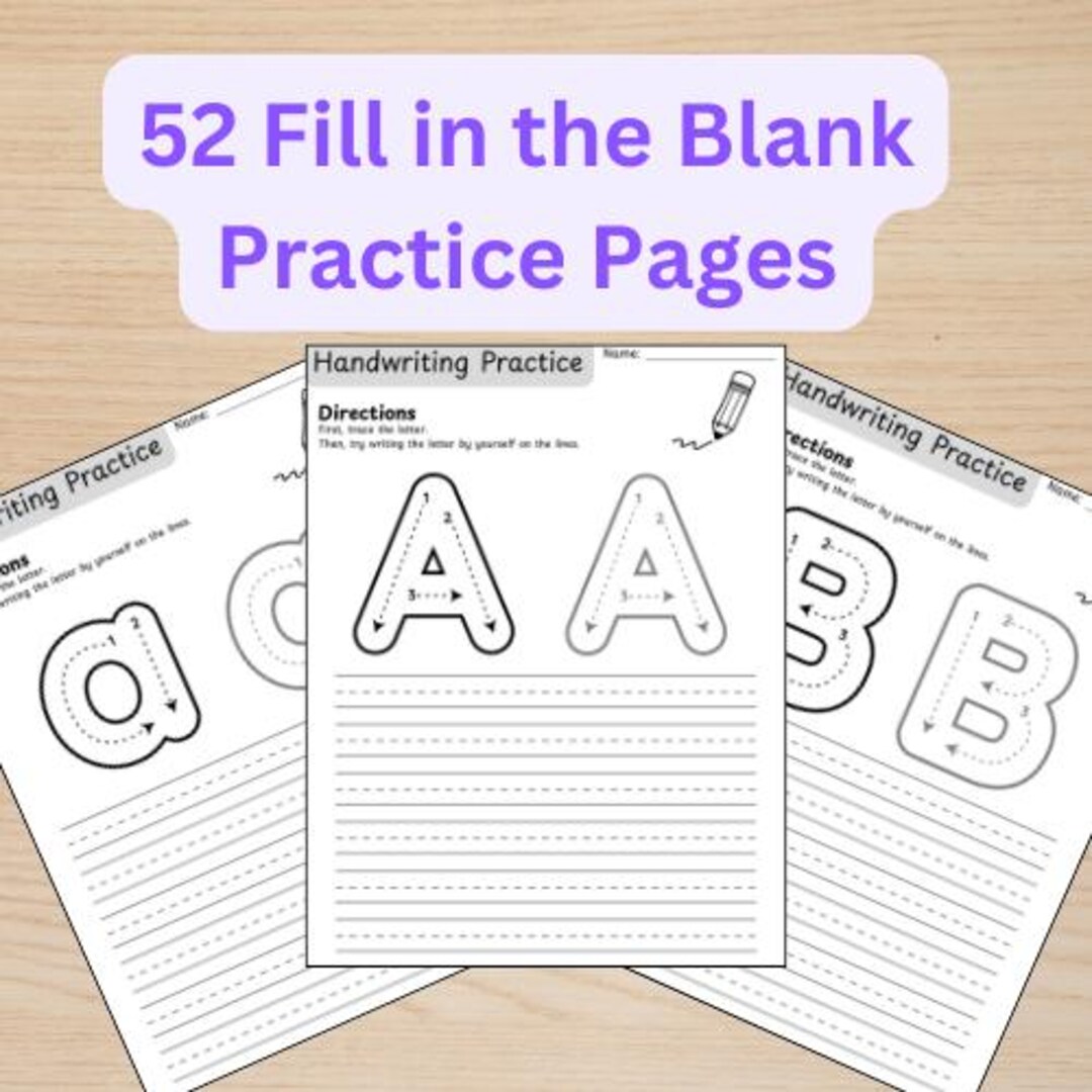 52 Letter Tracing Kindergarten-1st Grade Kids Worksheets, Printable ...