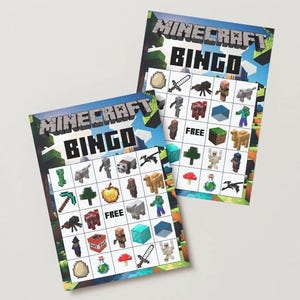 Minecraft Bingo Game, 30 Unique Printable Cards, Gaming Party Game ...