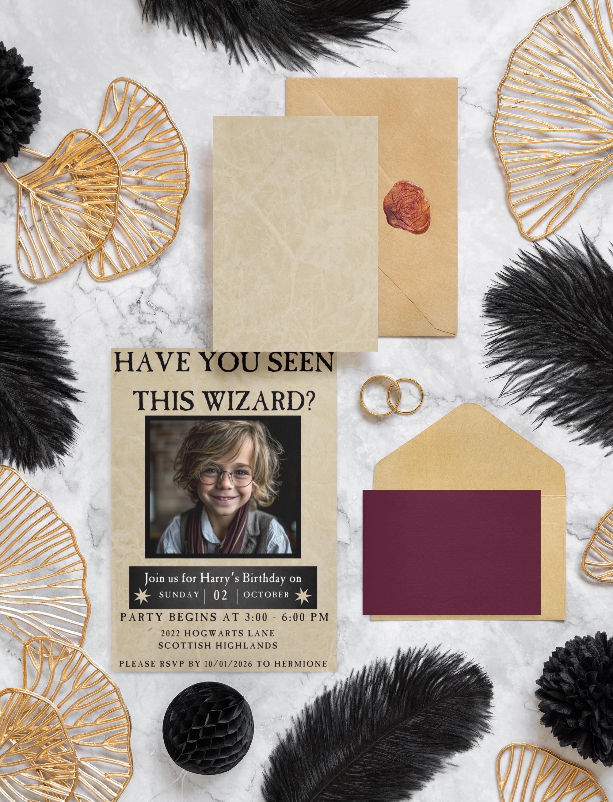 Customizable Wizard Wanted Poster Birthday Invitation (digital Download ...