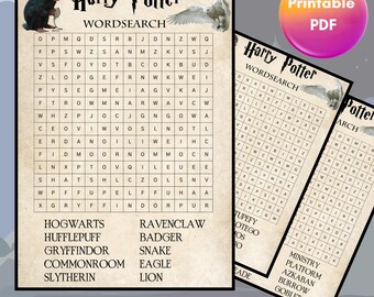 Harry Potter Word Search Game, 10 Unique Printable Cards, Wizarding ...