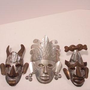 3 Vintage Mexican Metal Punch Face Masks 1960's Wall Hanging's - Etsy