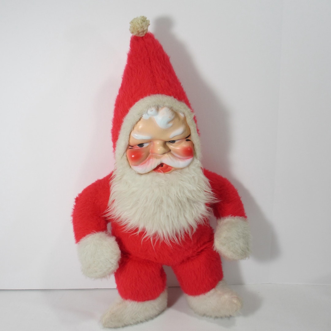 Vintage Plush Santa Claus Plastic Face 1950's - Etsy