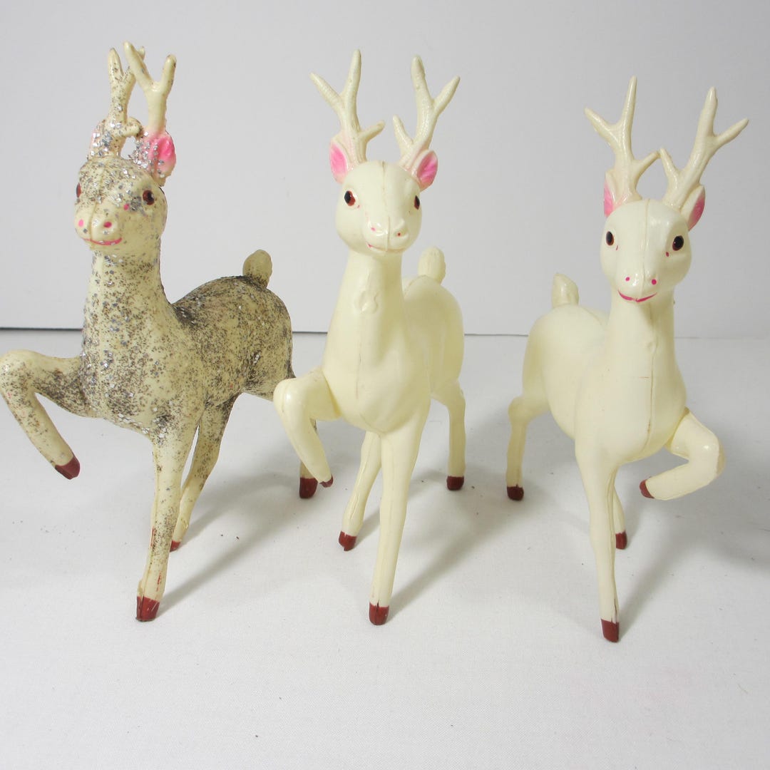 Celluloid Plastic Christmas Reindeer 3 Japan - Etsy