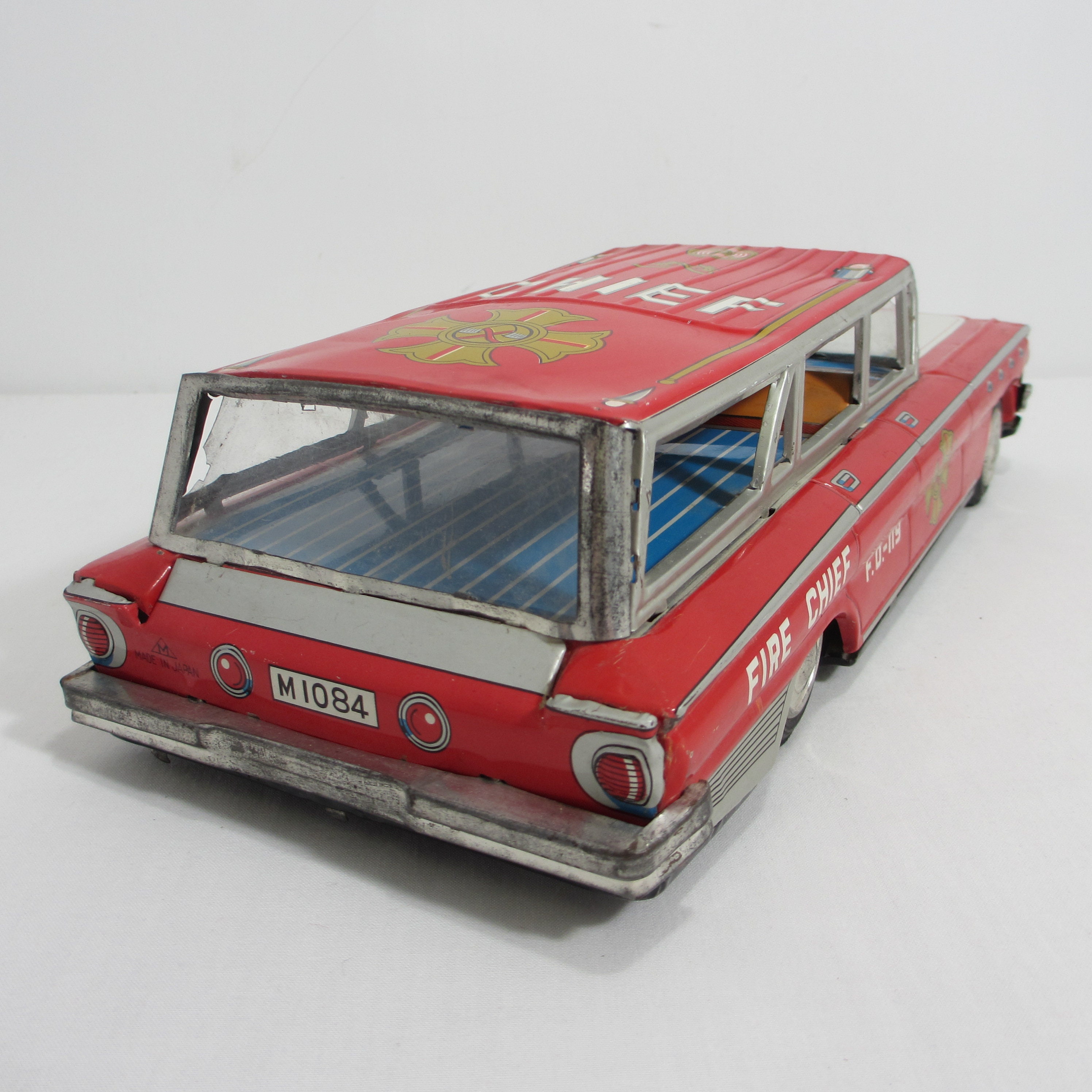 Vintage Tin Litho Fire Chief Wagon Car Toy Collectible - Etsy