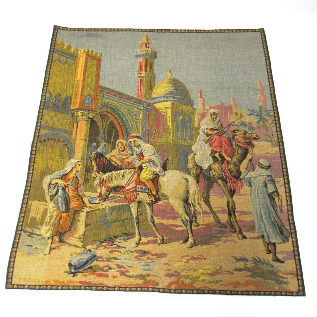 Vintage Tapestry Middle East Arabian Village Wall Hanging - Etsy