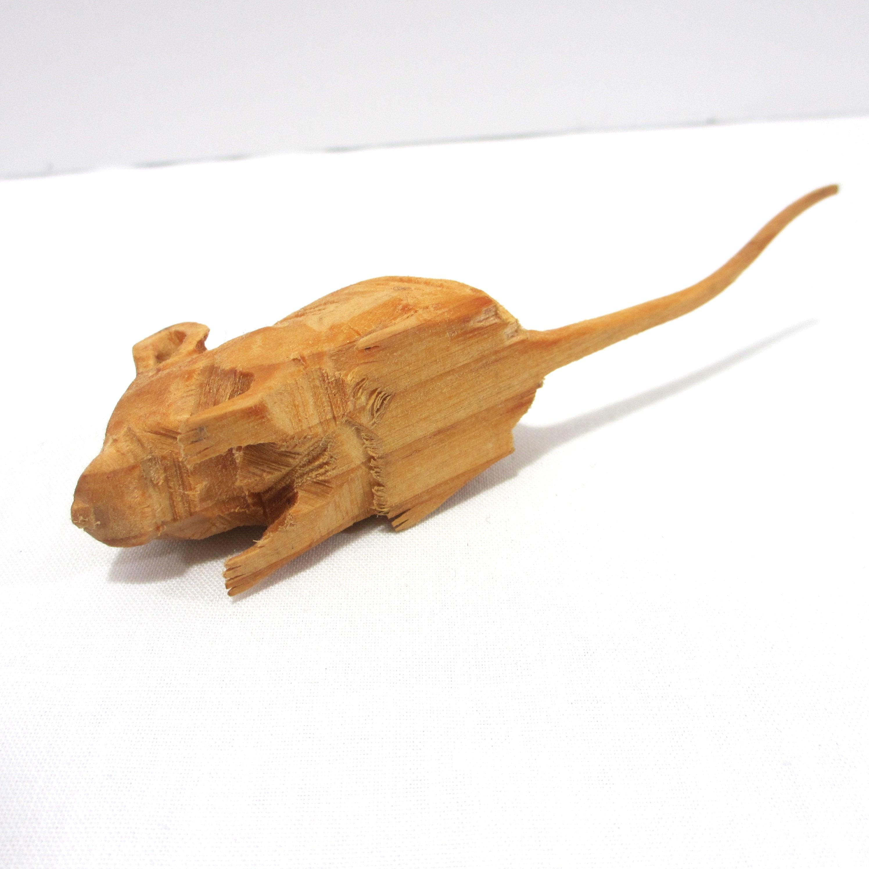 Unique Hand Carved Wooden Figurine Block Cheese With Mouse Inside ...