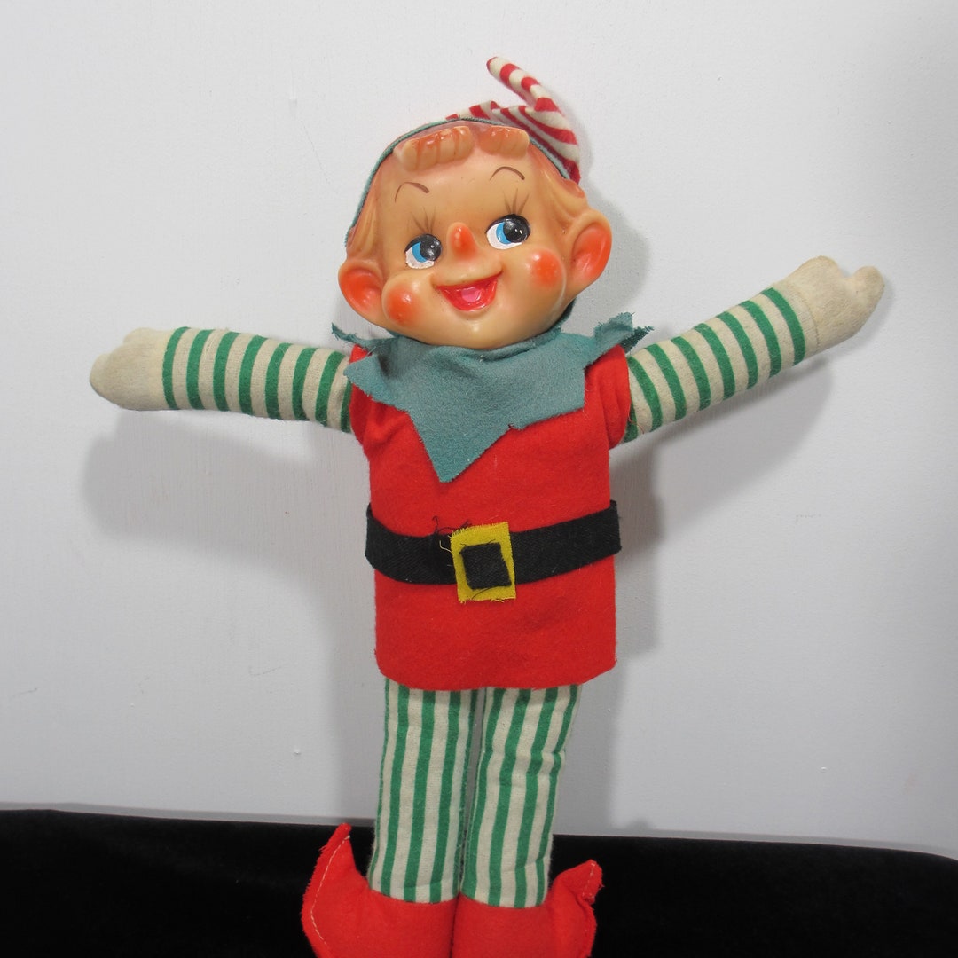 Vintage Stuffed Christmas Elf Plastic Face Japan - Etsy