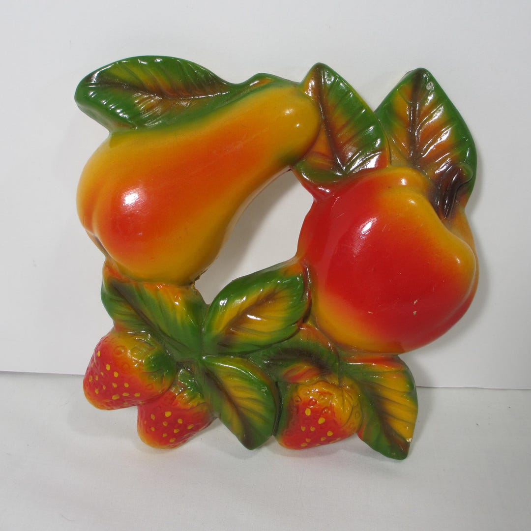 Vintage Chalkware Fruit Wall Hanging - Etsy