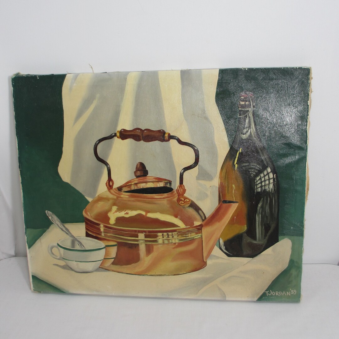 Vintage Copper Tea Pot Still Life Oil Painting - Etsy