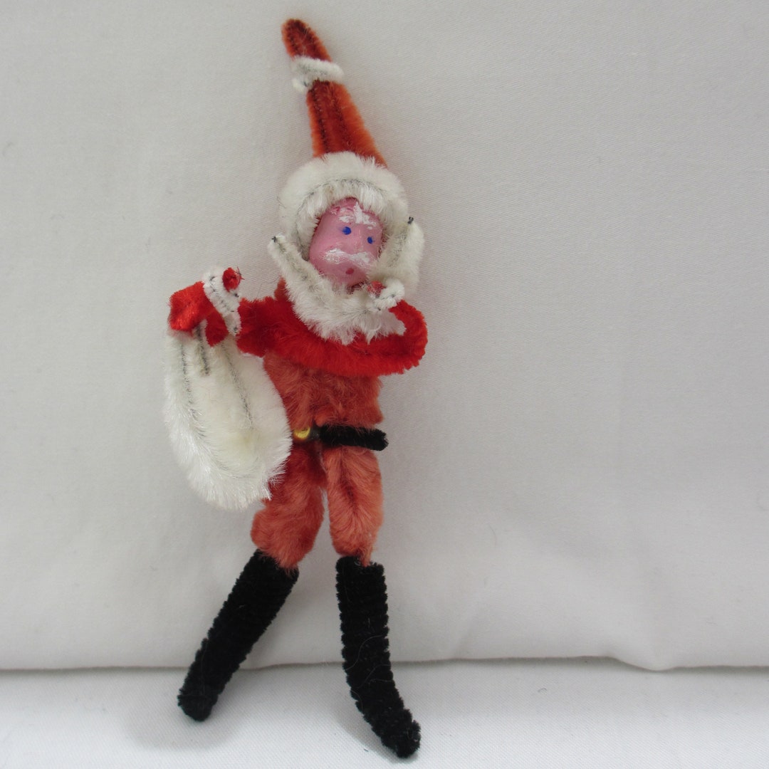 Vintage Pipe Cleaner Christmas Santa With Bag Ornament - Etsy