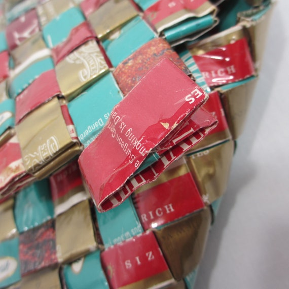 Vintage Tramp Art Handmade Cigarette Label Purse Clut… - Gem