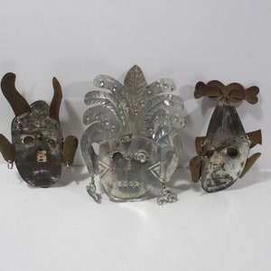 3 Vintage Mexican Metal Punch Face Masks 1960's Wall Hanging's - Etsy