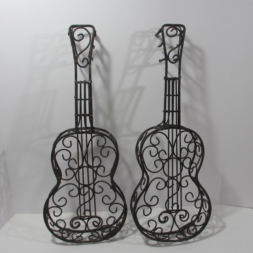 Vintage Mexican Wrought Iron Guitar's Wall Hangings Art Deco. - Etsy