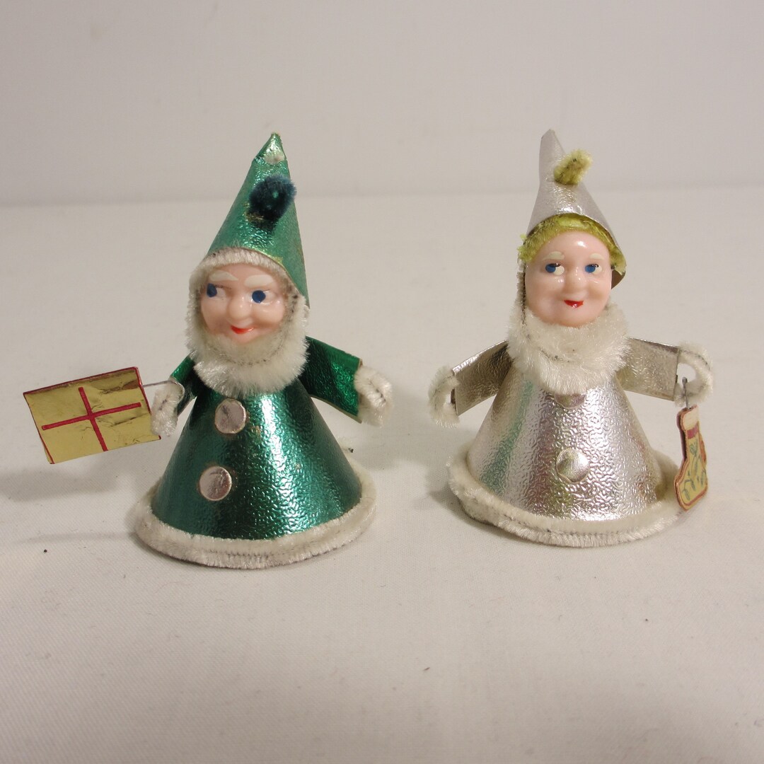 Vintage Cardboard Foil Elf Christmas Figurines - Etsy