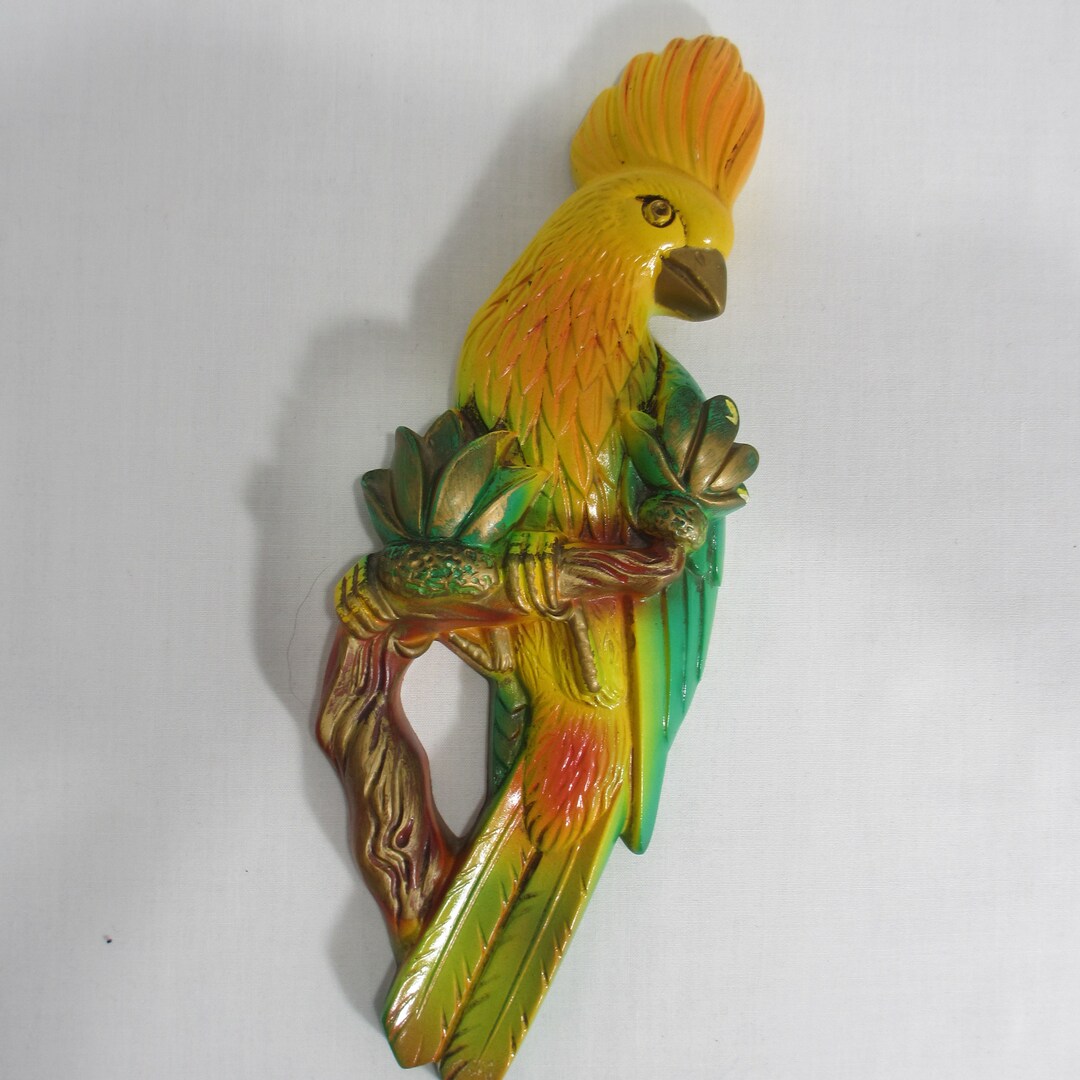 Vintage 60's Chalkware Tropical Bird Parrot Wall Hanging - Etsy