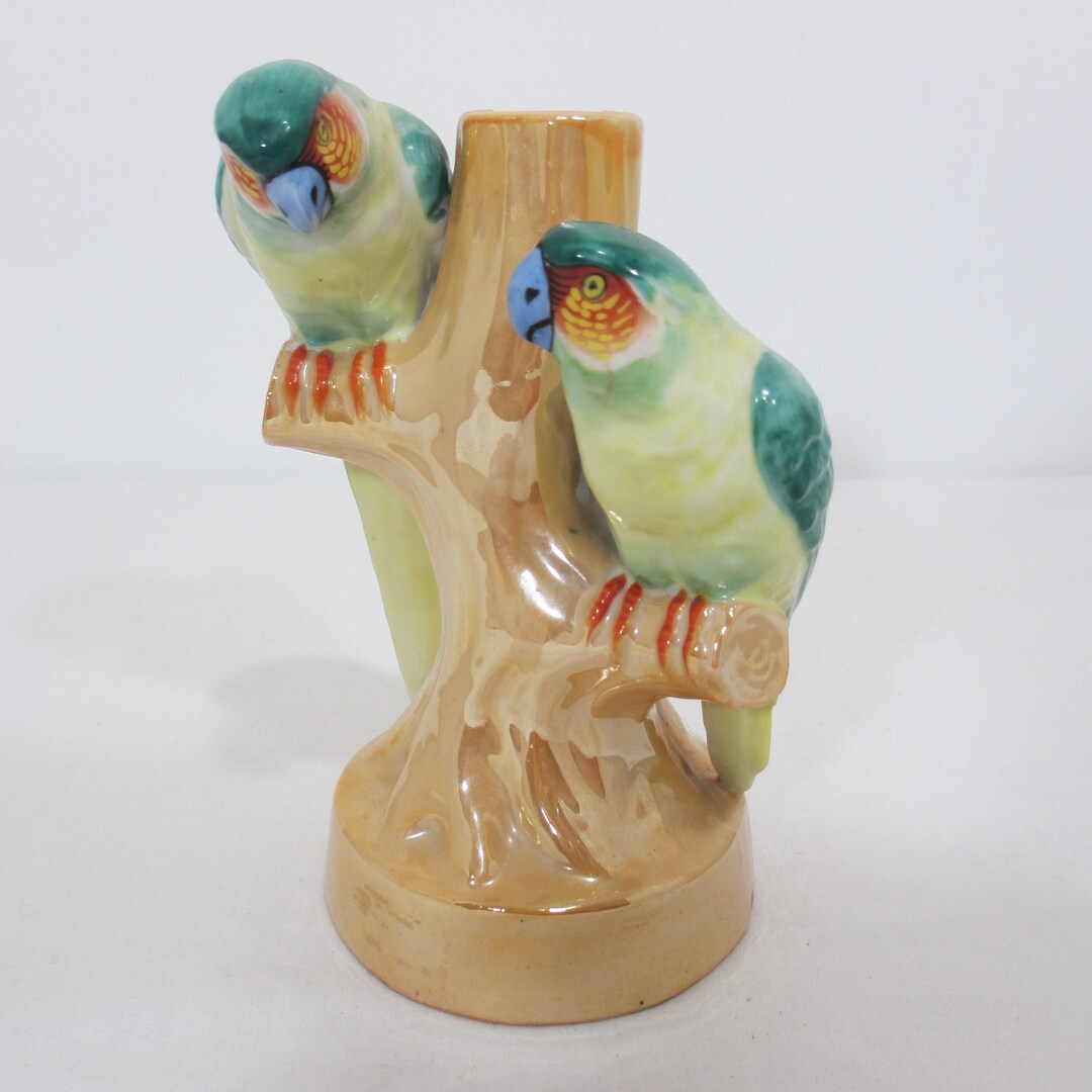 Vintage Double Parakeet Ceramic Vase Japan - Etsy