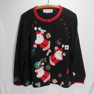 Vintage Tiara International Holiday Christmas Cardigan Santa Sweater - Etsy