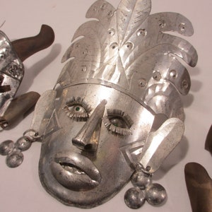 3 Vintage Mexican Metal Punch Face Masks 1960's Wall Hanging's - Etsy