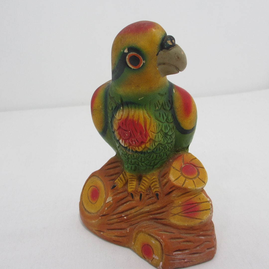 Vintage Chalk Ware Parrot Bank - Etsy