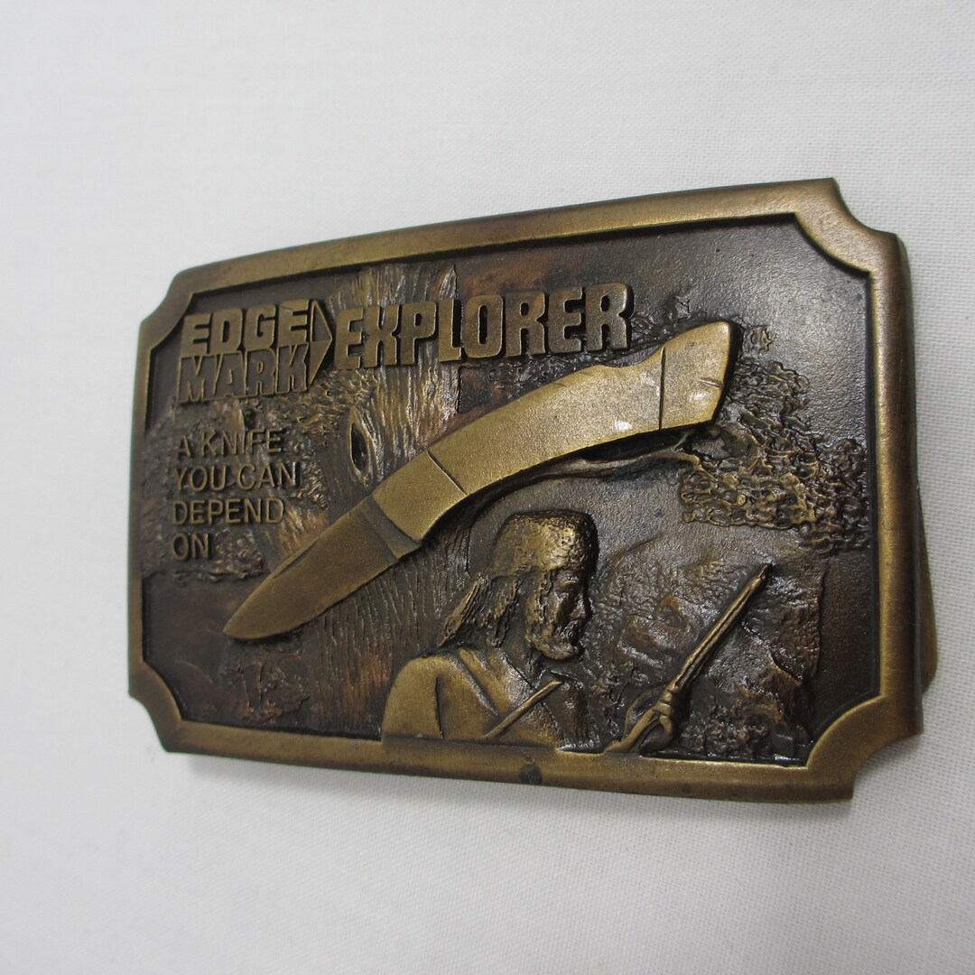 Vintage Edge Mark Explorer Knife Brass Belt Buckle - Etsy