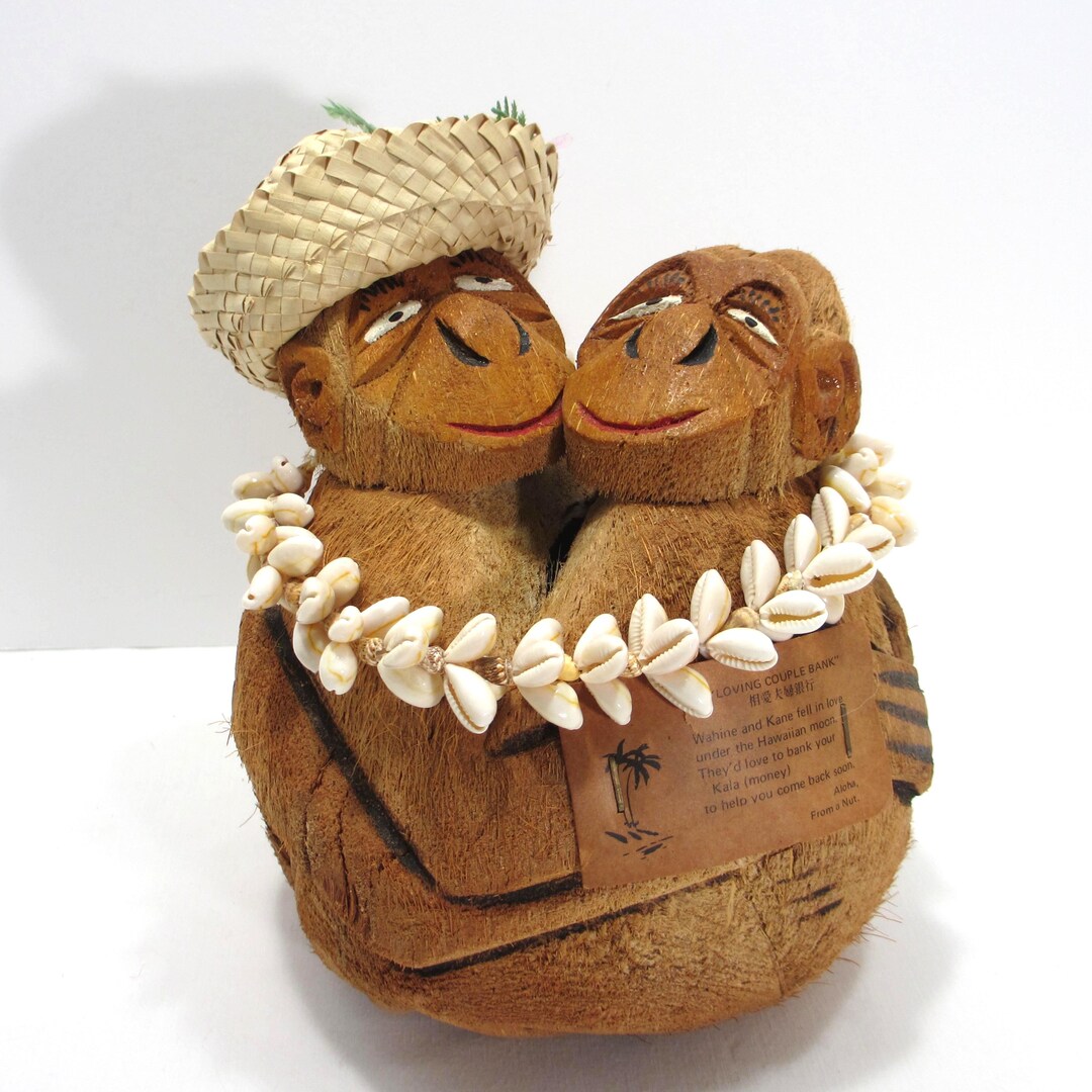 Vintage Carved Loving Couple Monkey Piggy Bank - Etsy
