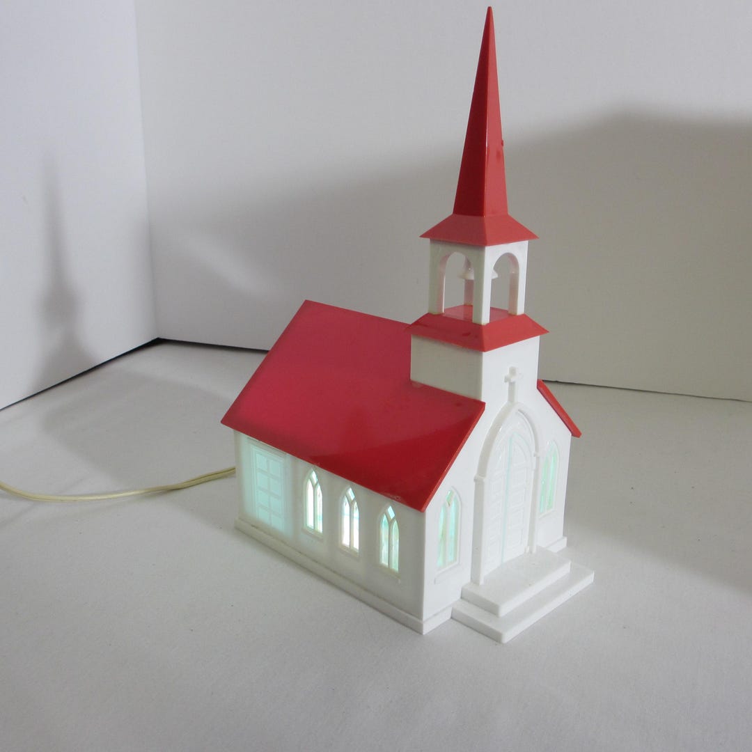 Vintage Plastic Lighted Christmas Church With Box - Etsy