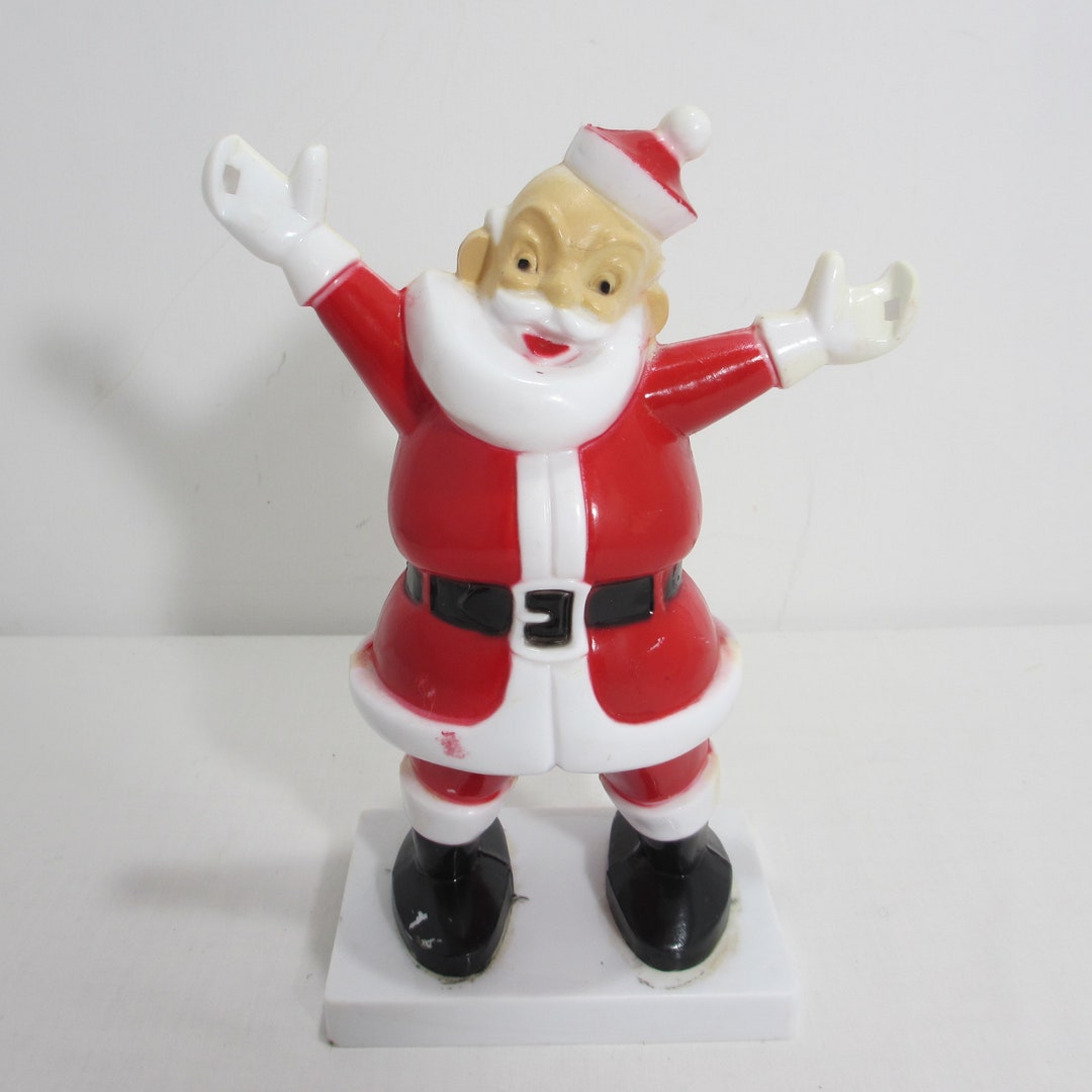 Rare Vintage Hard Plastic Santa Claus on Base - Etsy