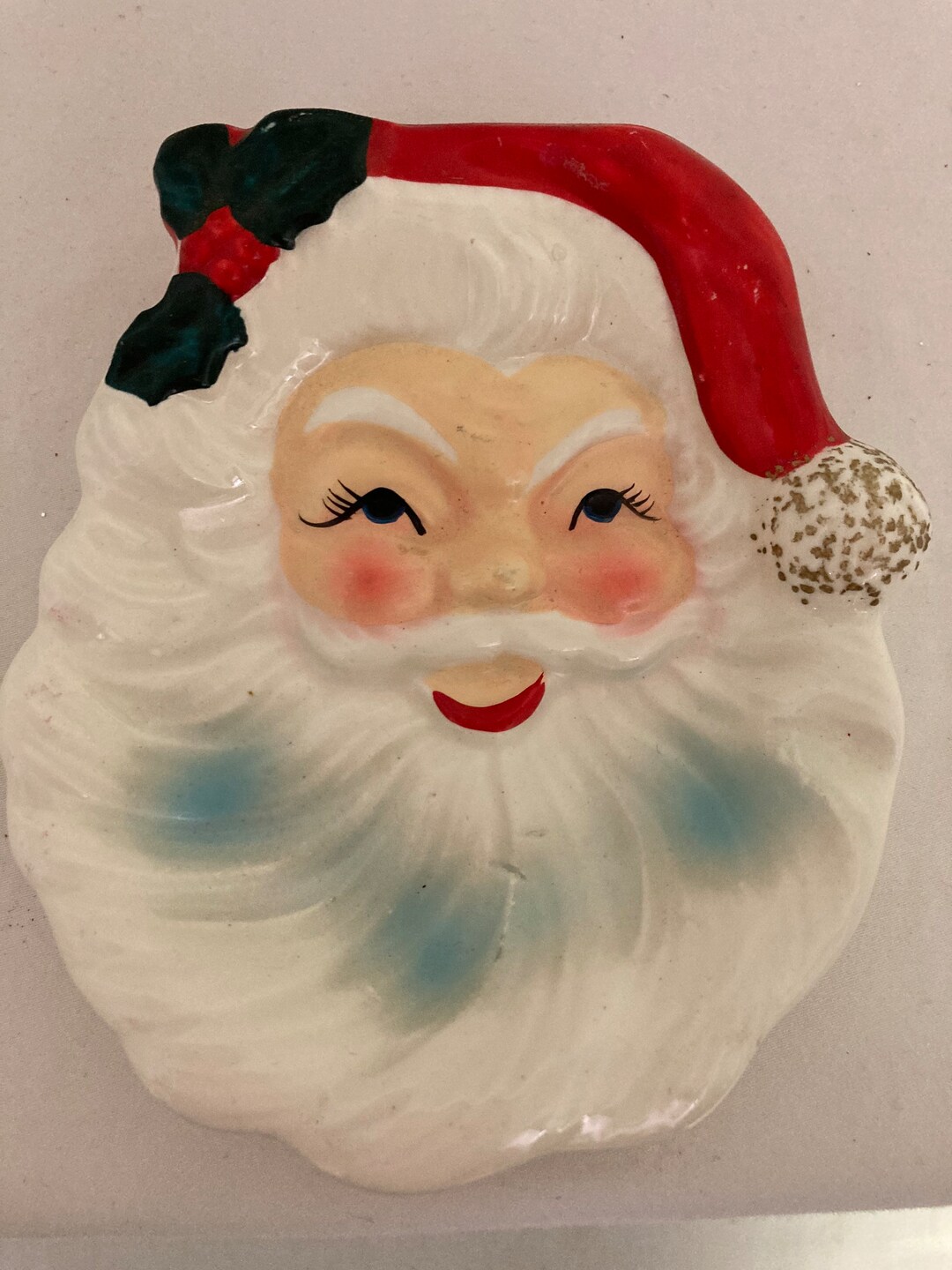 Vintage Santa Face Wall Hanging or Trinket Dish - Etsy