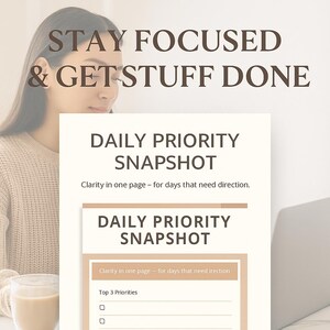 Printable Daily Priority Snapshot | Minimalist One-page Planner for ...