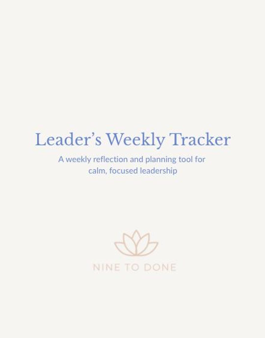 Weekly Tracker for Managers Printable Leadership Planner | Team Focus ...