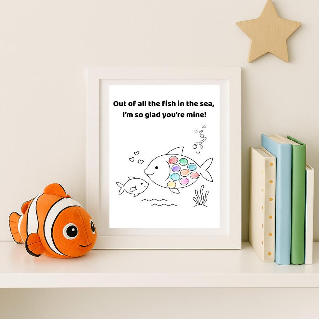 Fingerprint Fish Craft – “out of All the Fish” Printable Gift for Dad ...