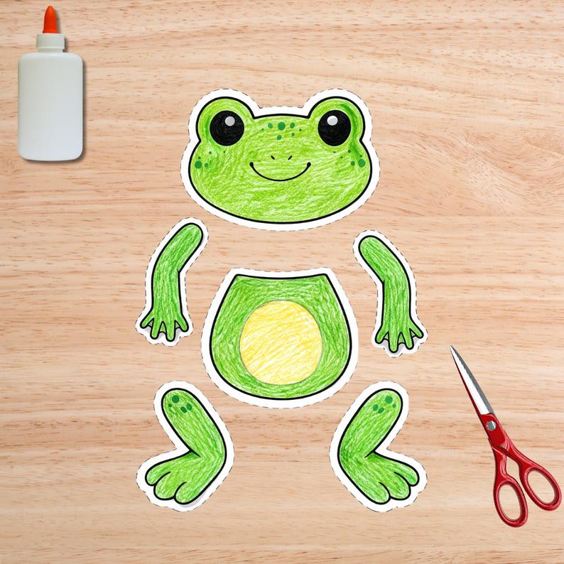 Build a Frog Printable Craft, Cut and Paste Activity, Kids Spring Craft ...