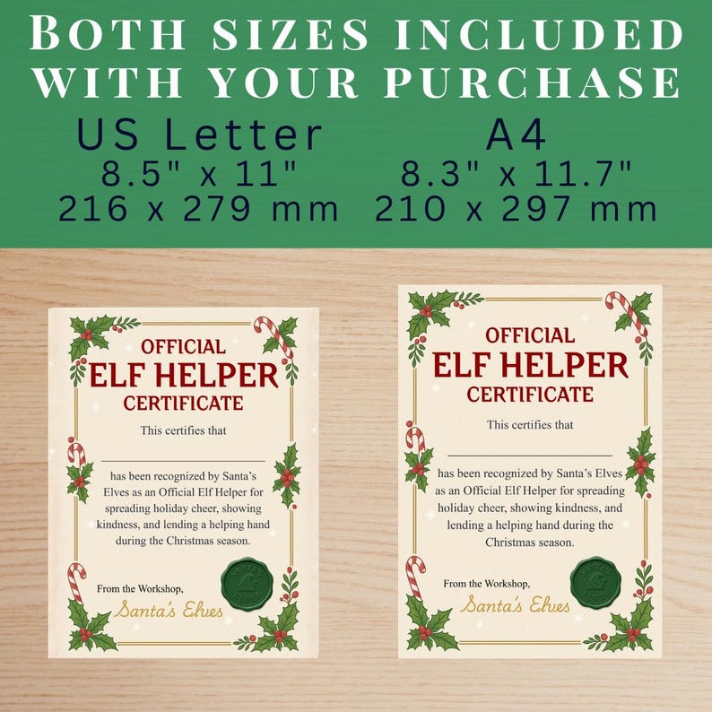 Elf Helper Certificate | Christmas Printable for Kids | Holiday Award ...