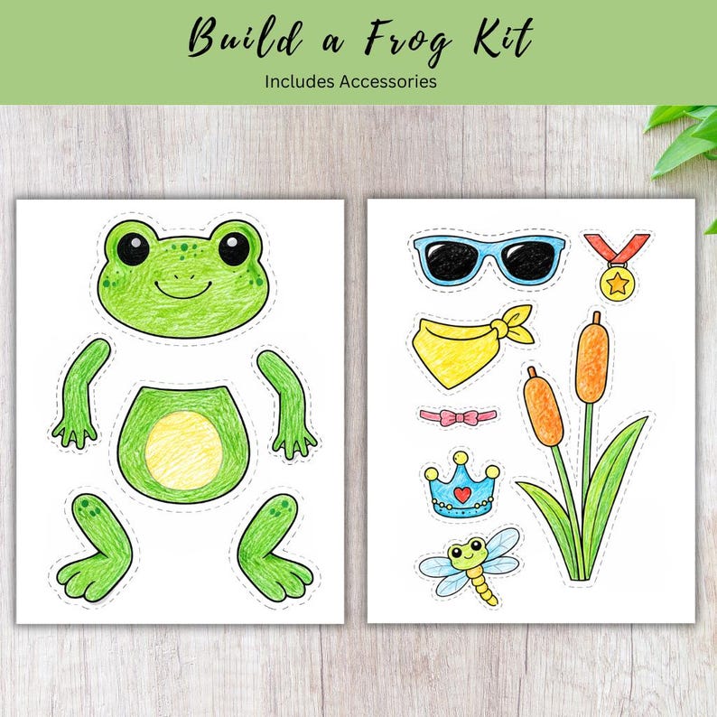 Build a Frog Printable Craft, Cut and Paste Activity, Kids Spring Craft ...