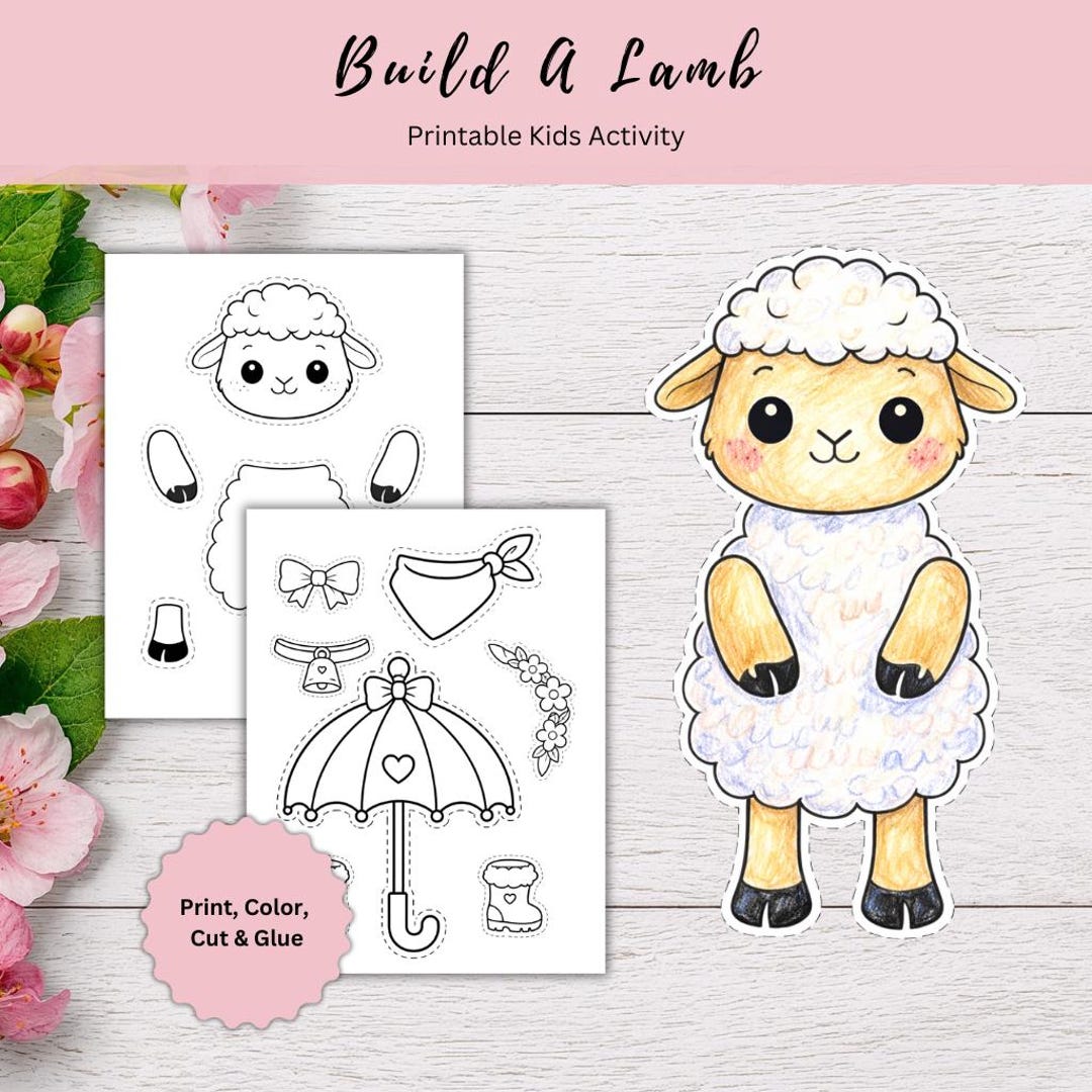 Build a Lamb, Printable Craft, Kids Cut and Paste Activity - Etsy