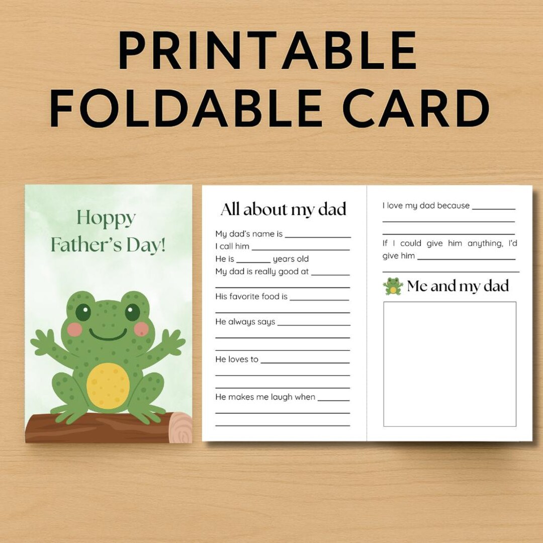All About My Dad Card – Toad Father’s Day Printable for Kids | Fill-in ...