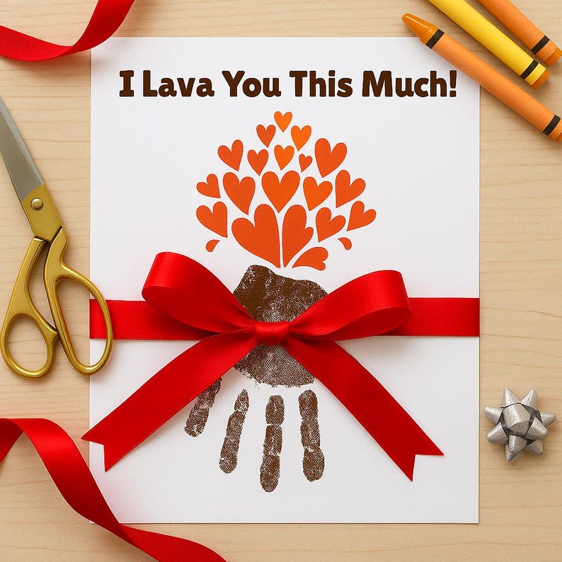 I Lava You This Much Handprint Printable | DIY Volcano Craft Gift for ...