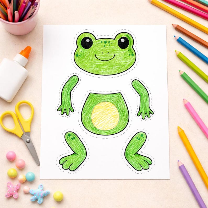 Build a Frog Printable Craft, Cut and Paste Activity, Kids Spring Craft ...
