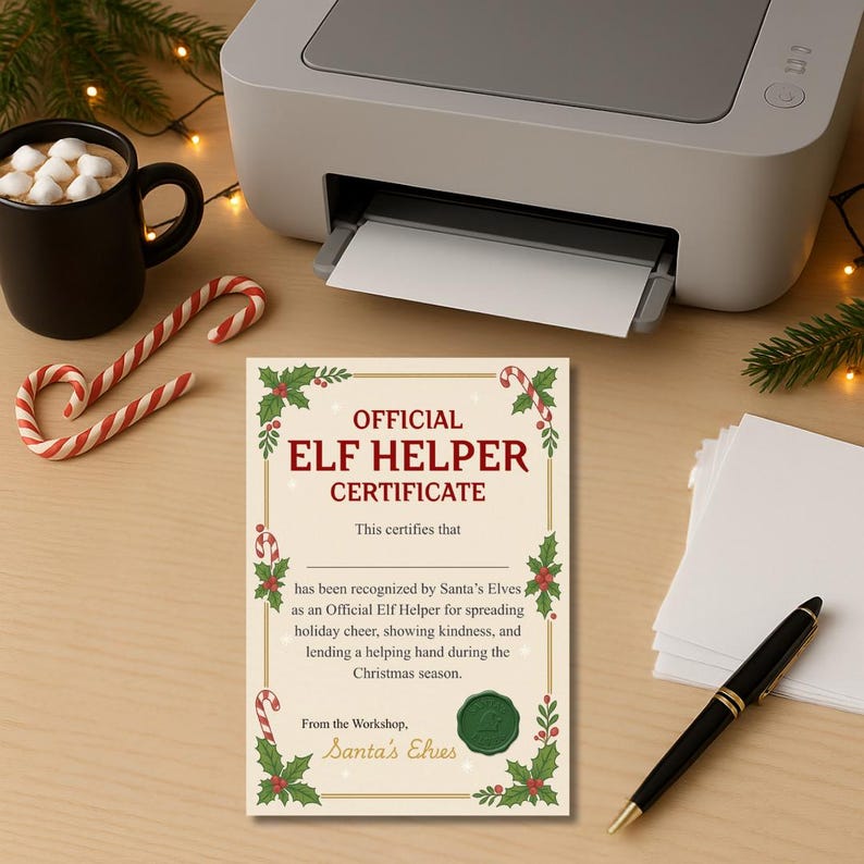 Elf Helper Certificate | Christmas Printable for Kids | Holiday Award ...