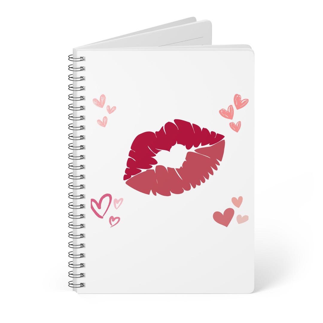 Romantic Wirobound Softcover Notebook, A5 - Cute Kiss Print Journal ...