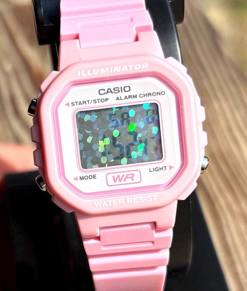 Pink Casio LA20WH Series Mod Holographic Sparkle Screen Water Resist - Etsy