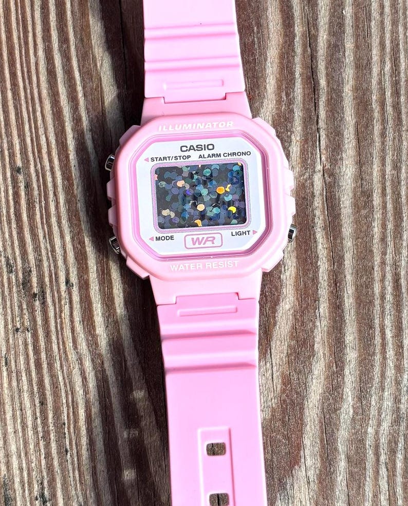 Pink Casio LA20WH Series Mod Holographic Sparkle Screen Water Resist - Etsy