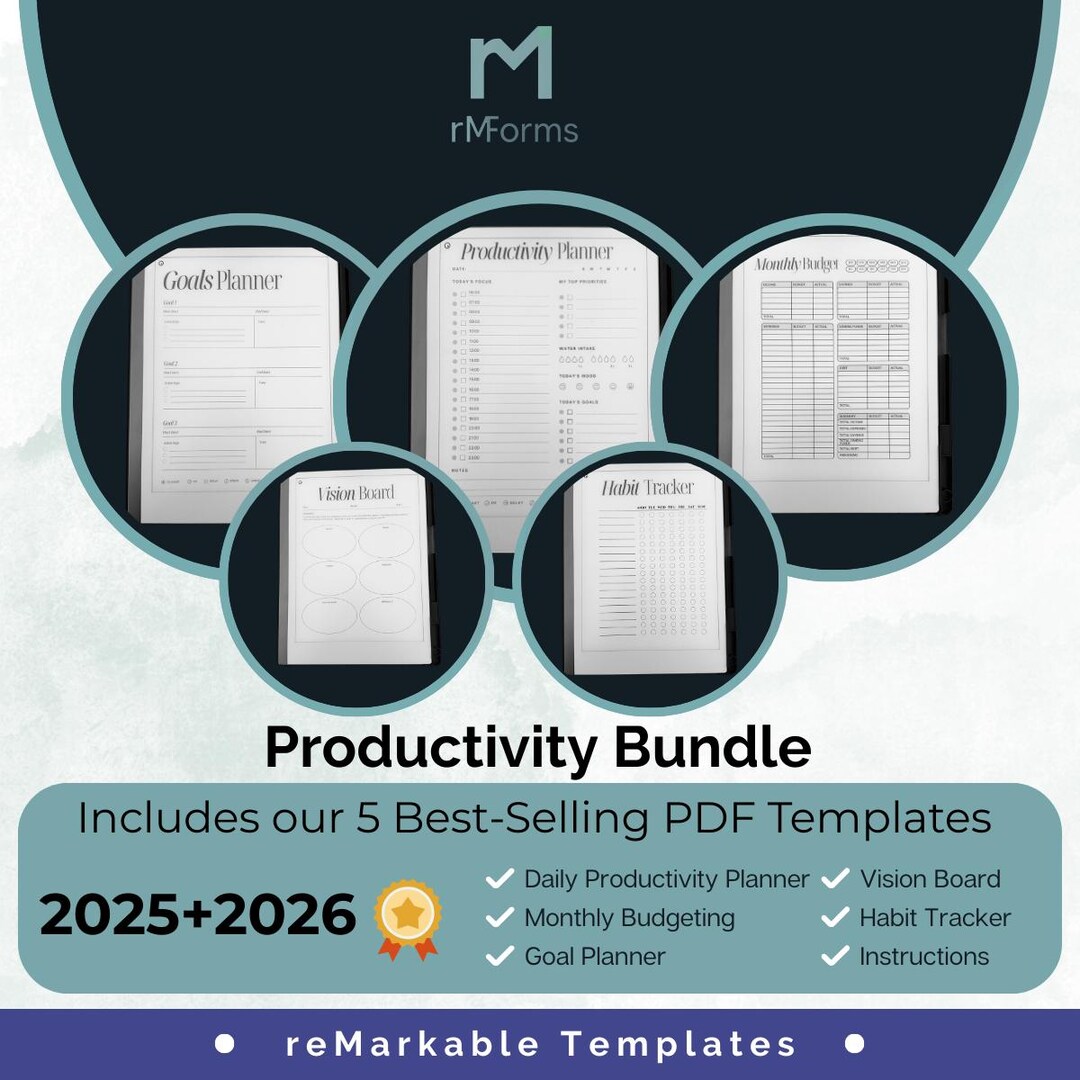 Productivity Templates for Remarkable 2 – 5-page Digital Template Pack ...