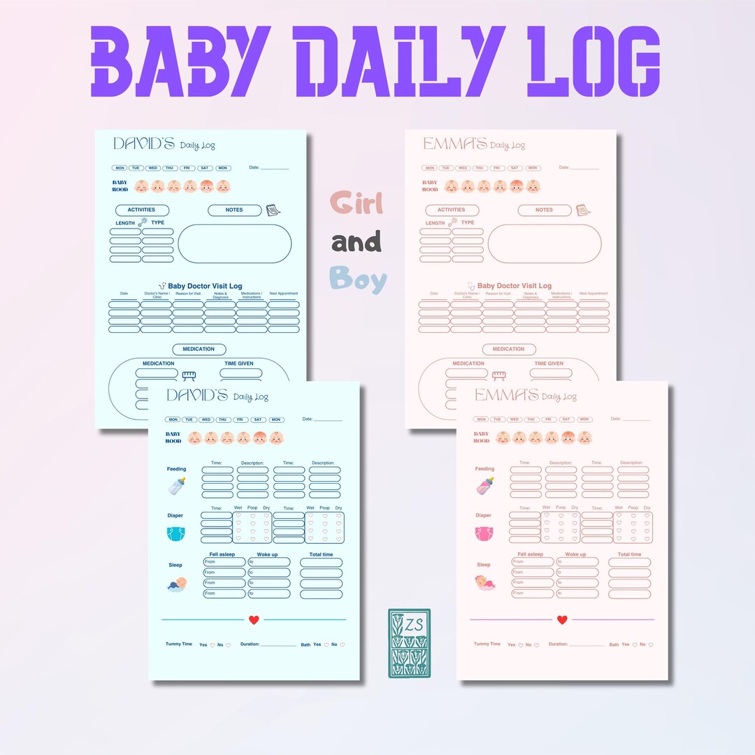 Printable Baby Daily Log PDF, Infant Routine Tracker, Baby Medicine ...