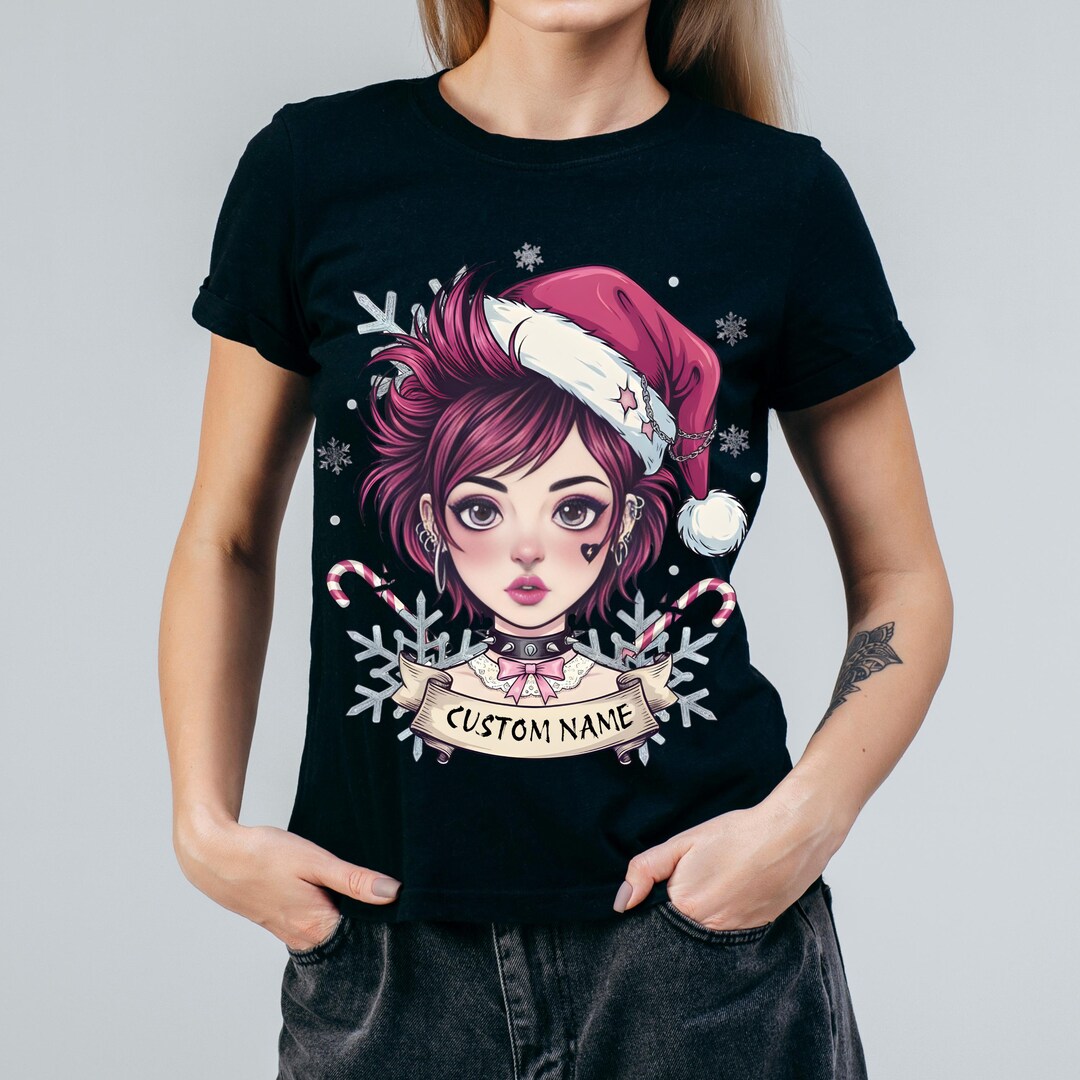 Rebel Girl Christmas PNG, Custom Name Santa Hat Design (digital ...
