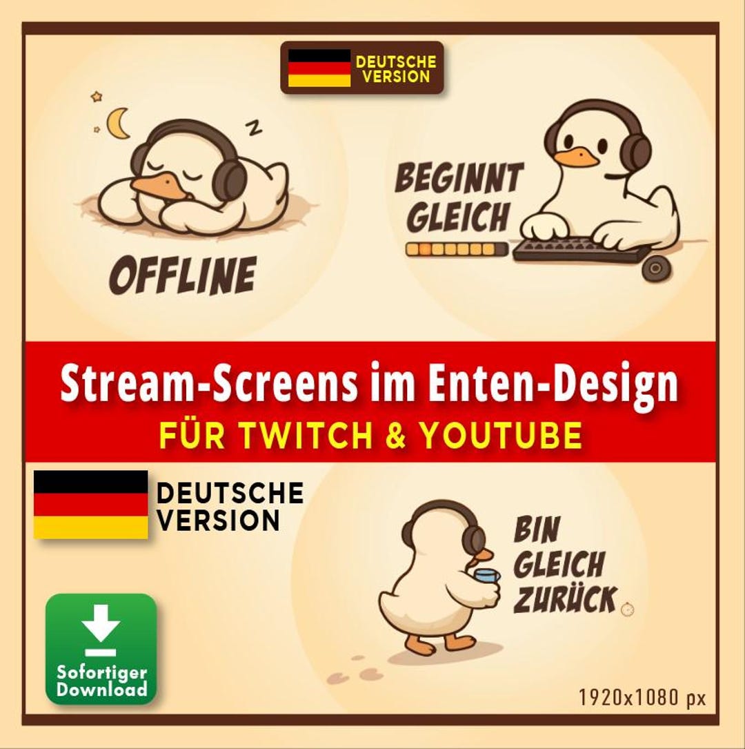 Gamer Duck Twitch-Stream-Bildschirme – Hors ligne, Bald Start & BRB OBS ...