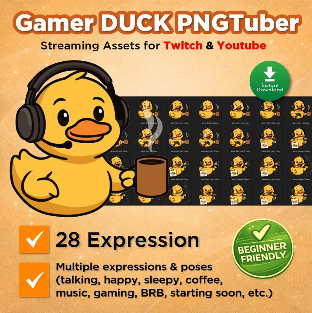 Gamer Duck Pngtuber Set + Ready Files | Twitch / Youtube Overlay Vtuber ...