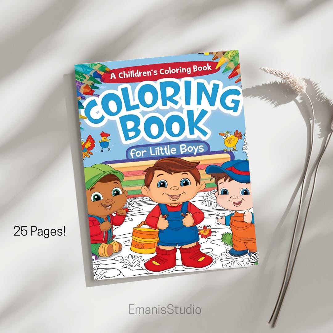 Boys Coloring Book Activity – 24 Page Digital Download for Kids/teens ...