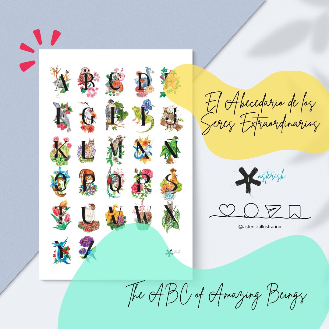 Illustrated ABC A–Z Alphabet Print | Kids' Decor | Animals and Plants ...