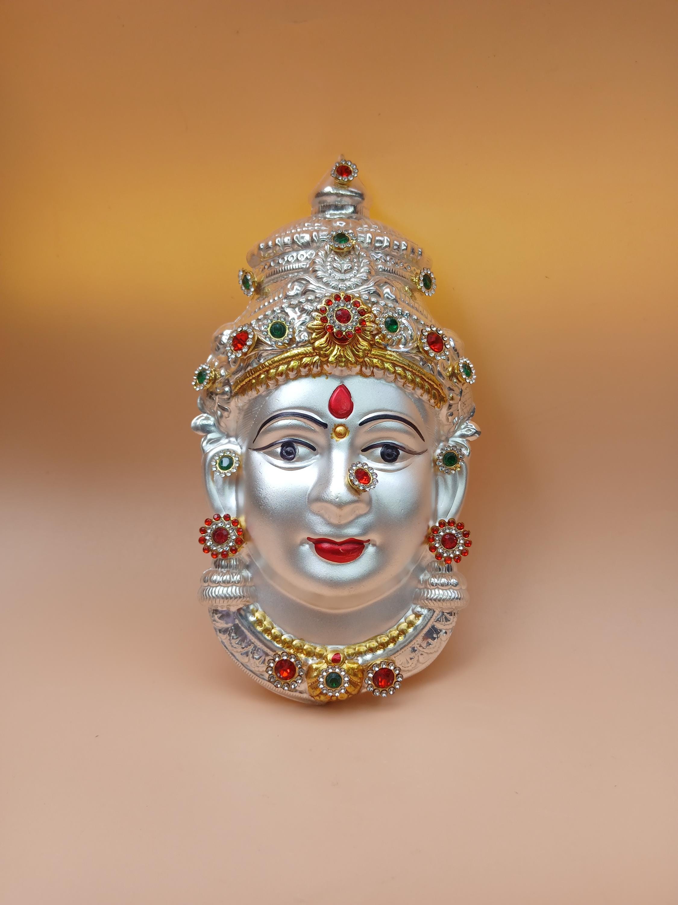 Matte Finish German Silver Lakshmi Face for Kalasham – Decorative ...